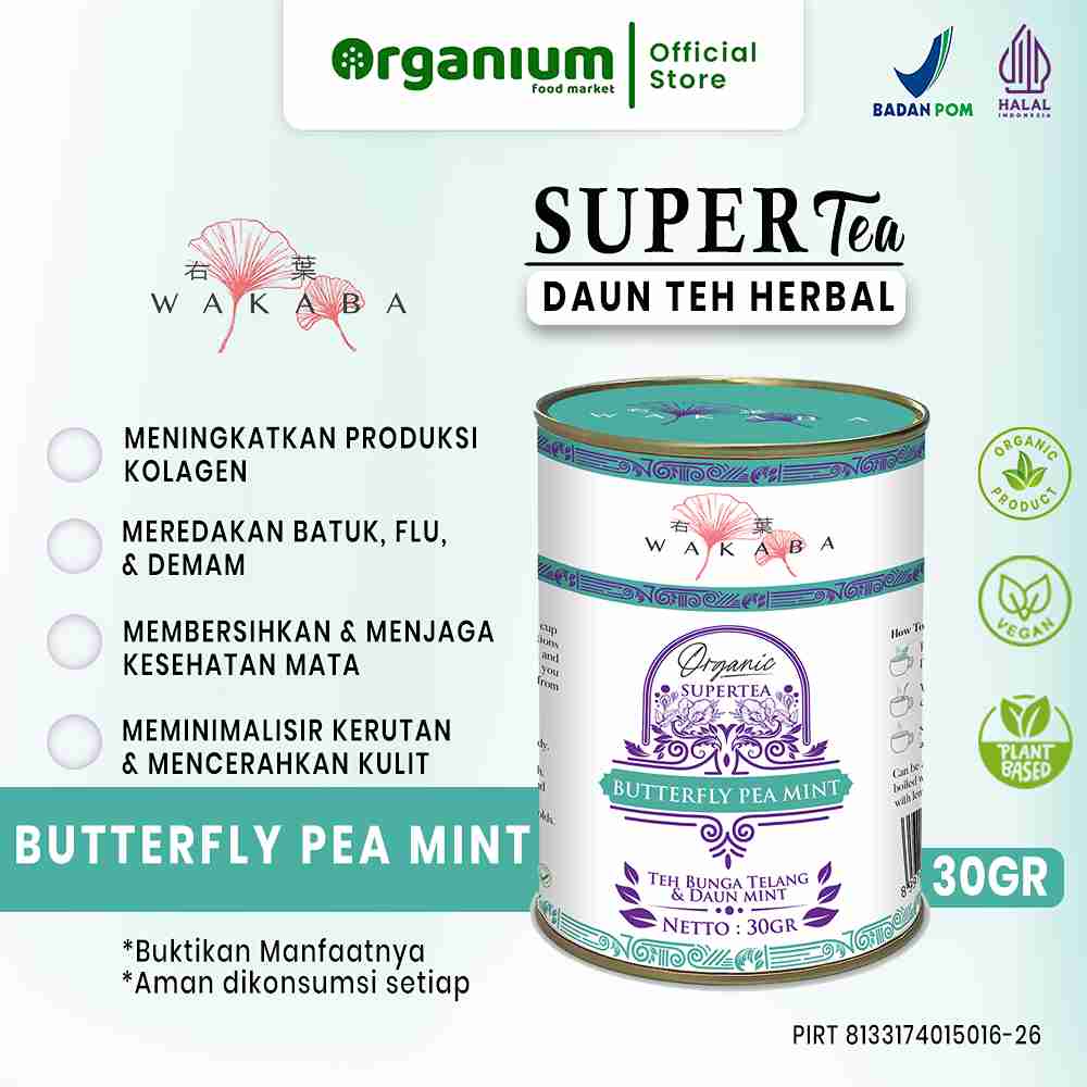 Supertea Butterfly Pea Mint WAKABA Teh untuk Detoksifikasi